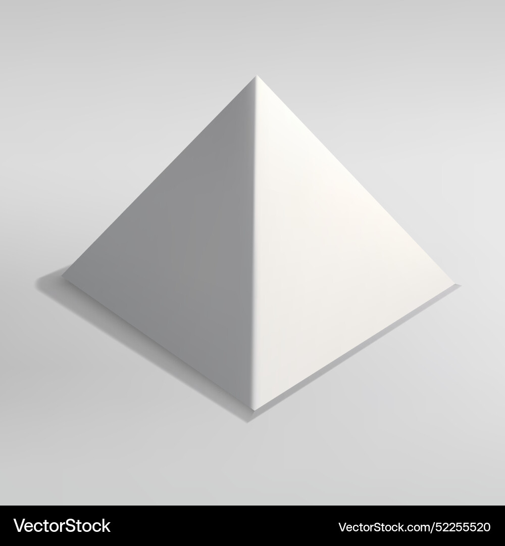 Minimalist white geometric pyramid on gray Vector Image