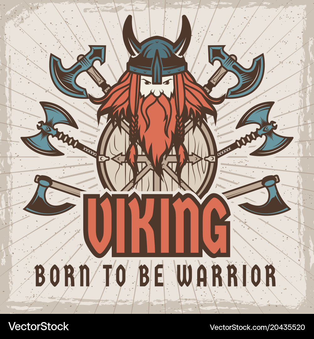 Poster with barbarian warrior weapons Royalty Free Vector