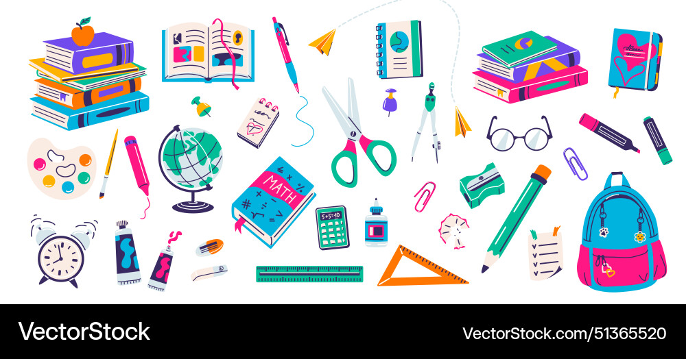 School set for back Royalty Free Vector Image - VectorStock