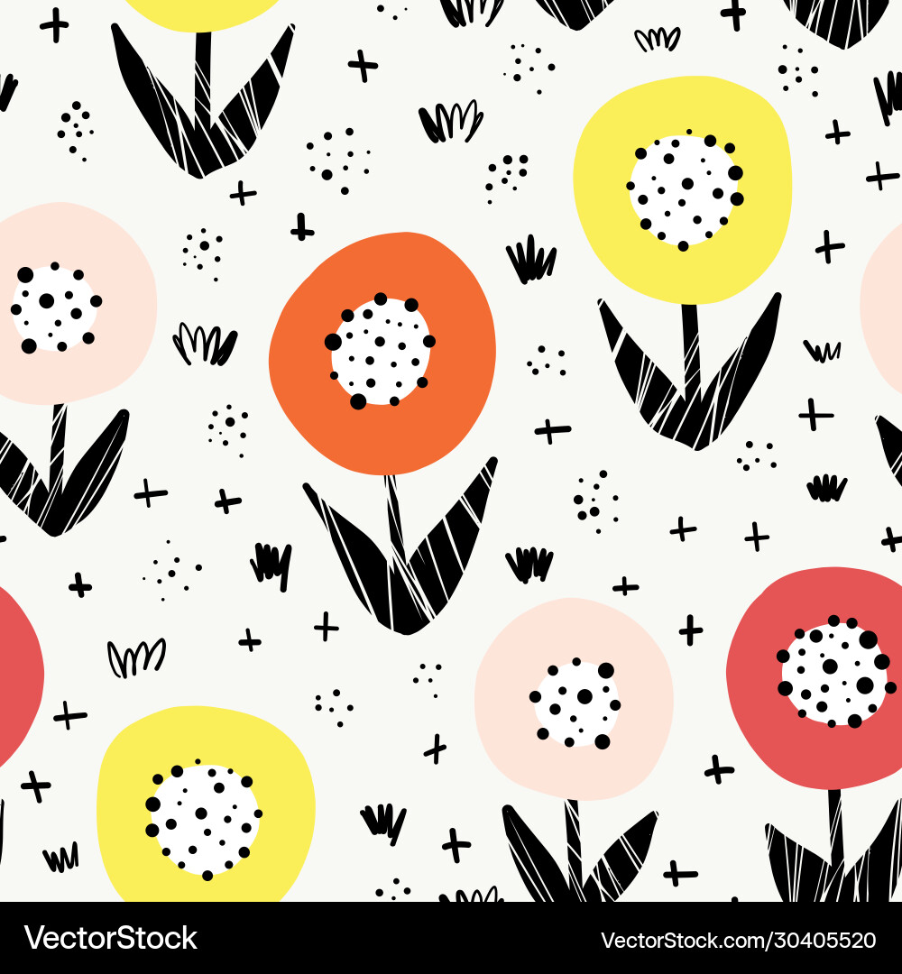 Seamless flower pattern bold florals Royalty Free Vector