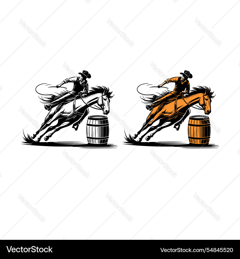Western cowboy barrel racing competition Vector Image