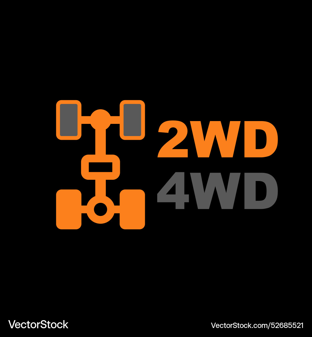 2wd and 4wd wheel drive car dashboard light Vector Image