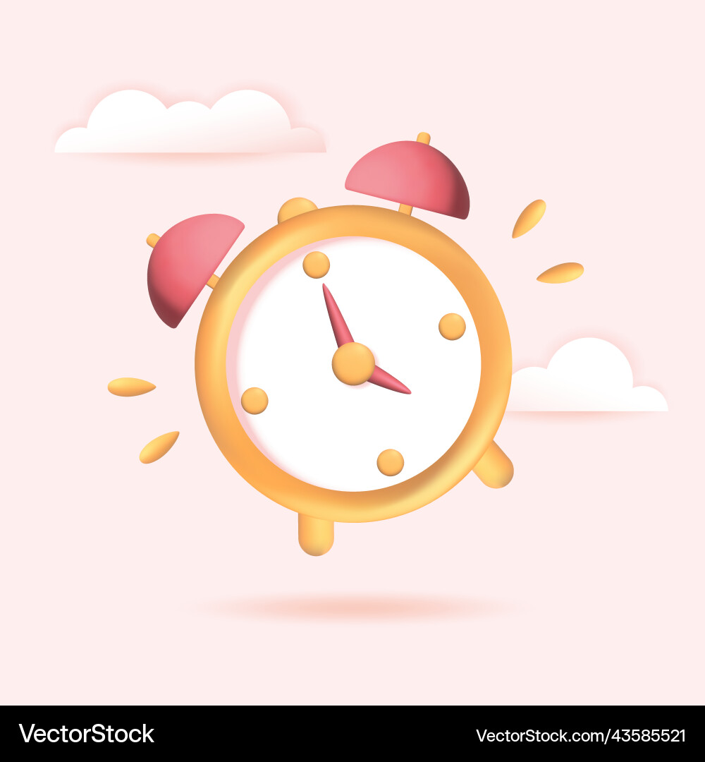 3d alarm clock social media icon countdown Vector Image