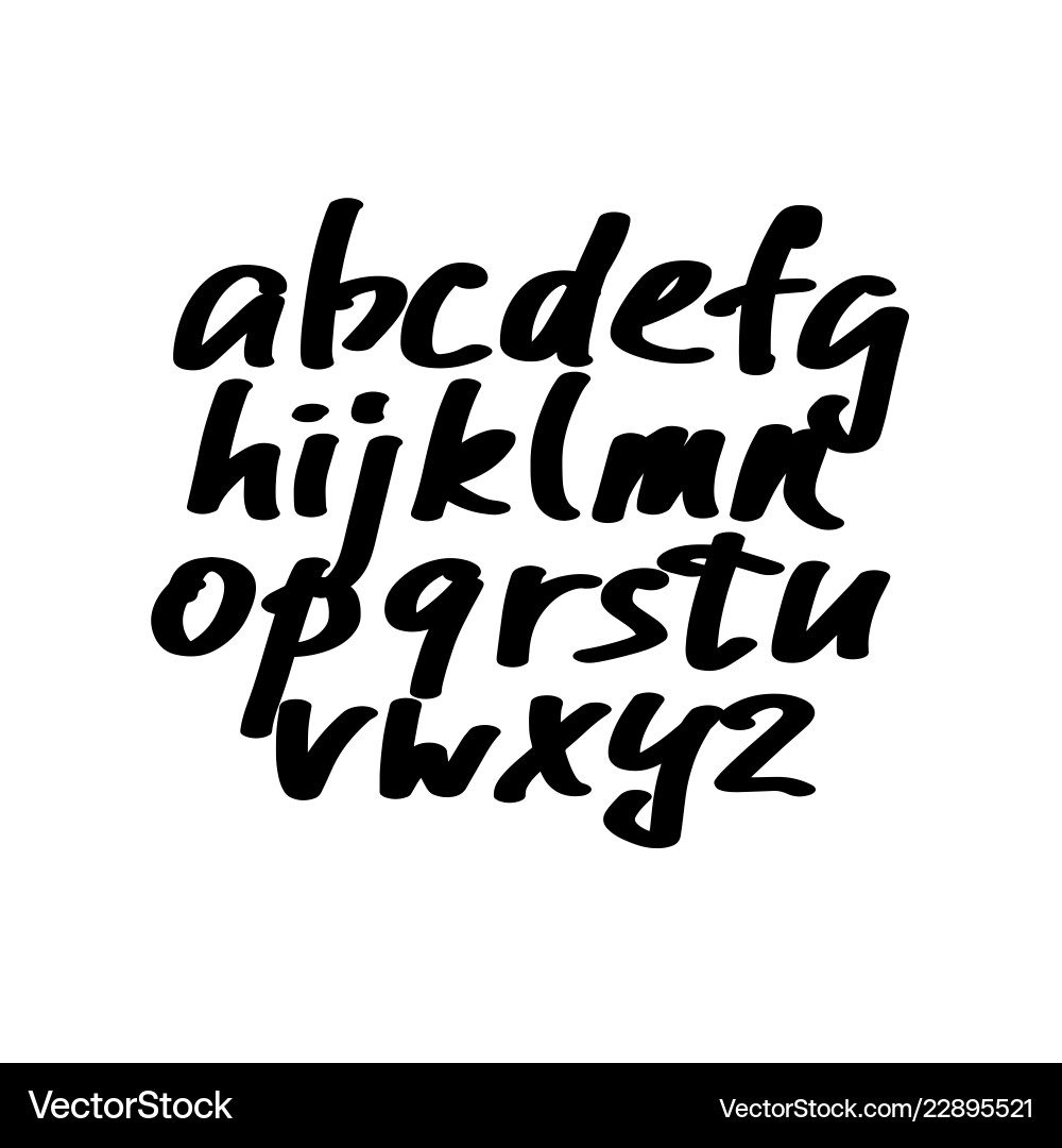 Alphabet letters black handwritten font drawn Vector Image