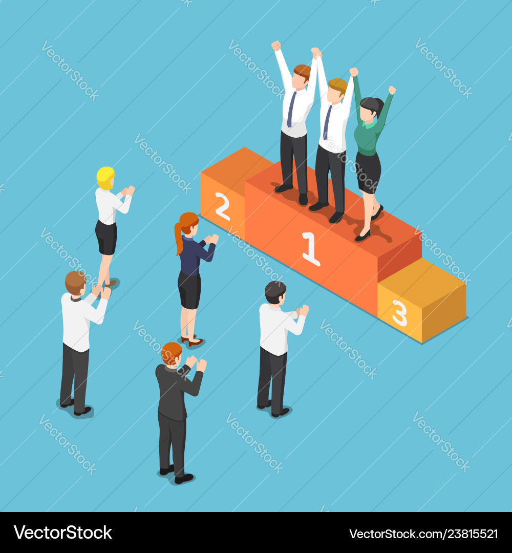 Business Team Winner Podium Royalty Free Vector Image