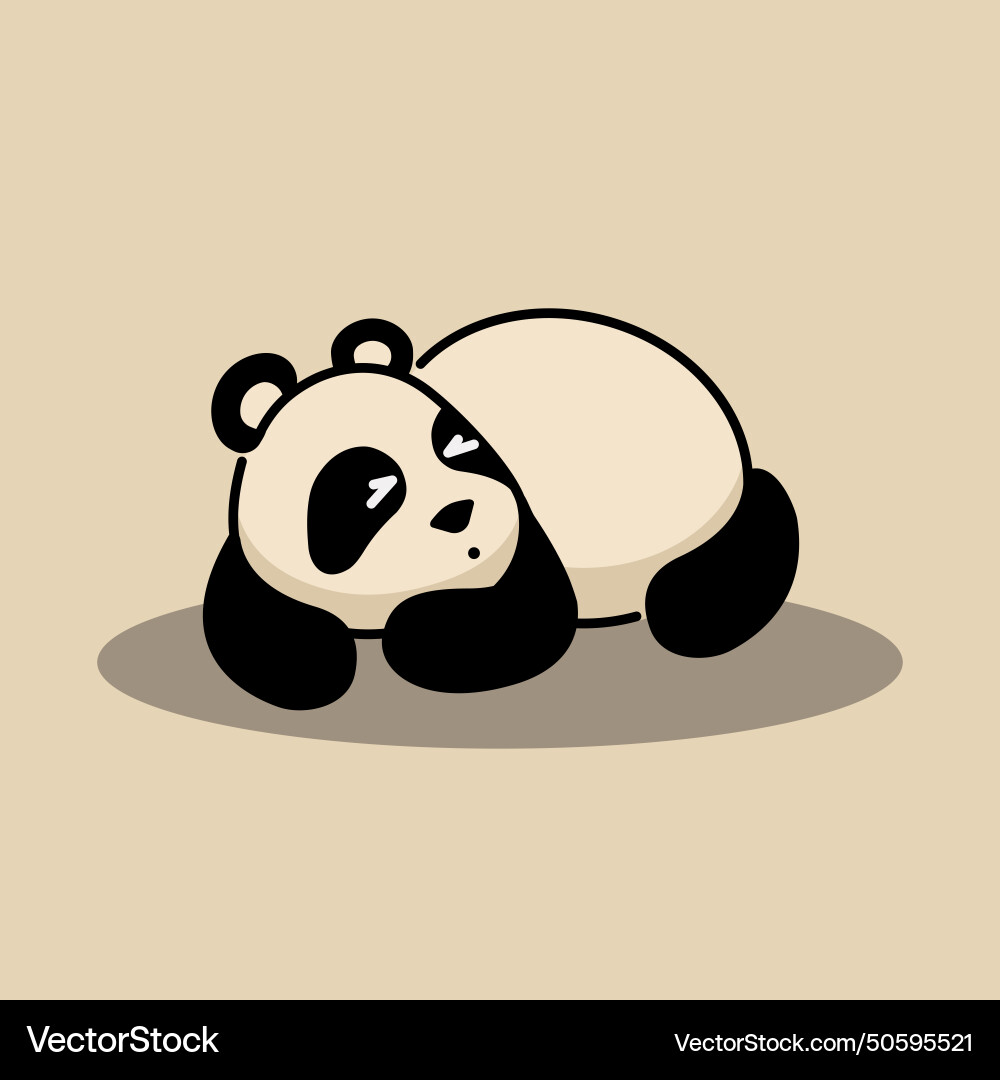 Cute little panda simple flat icon in retro style Vector Image