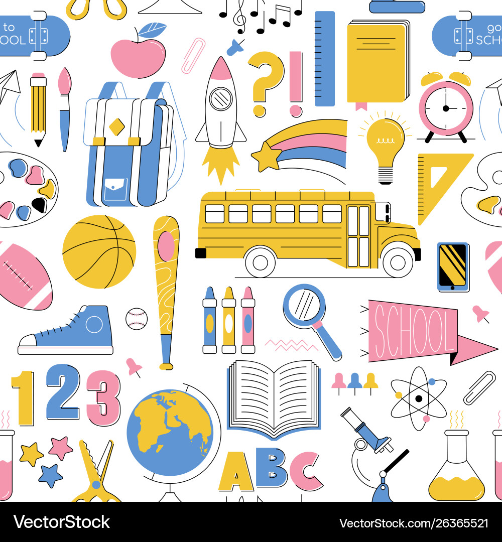 Education seamless pattern set icons Royalty Free Vector