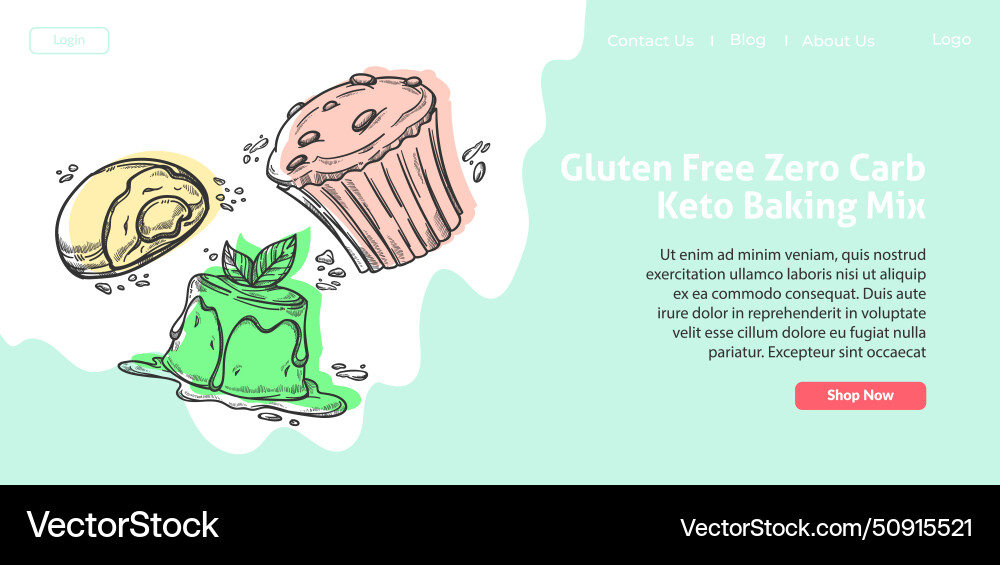 Gluten free zero carb keto baking mix website Vector Image