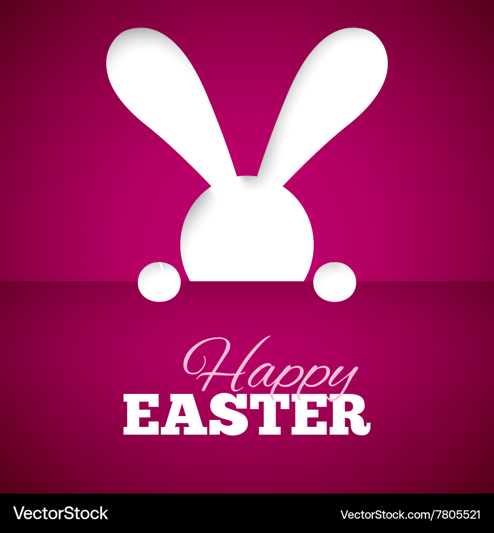Happy easter card with hiding bunny and font Vector Image