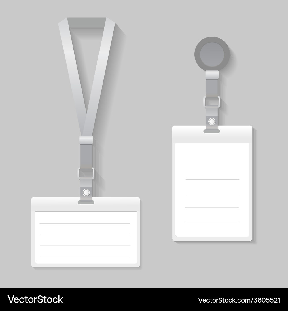 Lanyard name tag holder end badge templates Vector Image