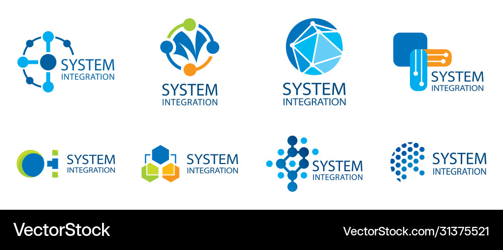 Logo a system integration company Royalty Free Vector Image