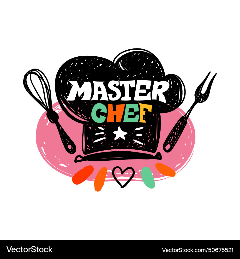 Master chef menu emblem cafe and fast food Vector Image