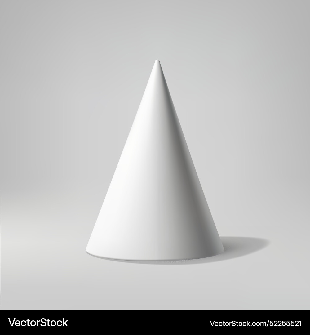 Minimalist white cone on smooth gray background Vector Image