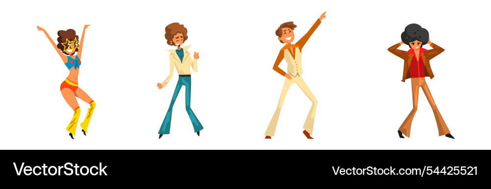 People character in retro style clothes dancing Vector Image