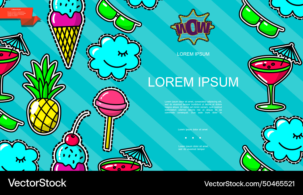 Pop art patches and badges template Royalty Free Vector