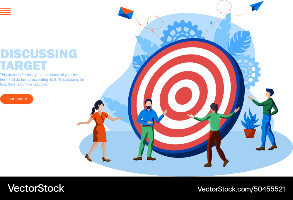 Team discussing abut the target Royalty Free Vector Image