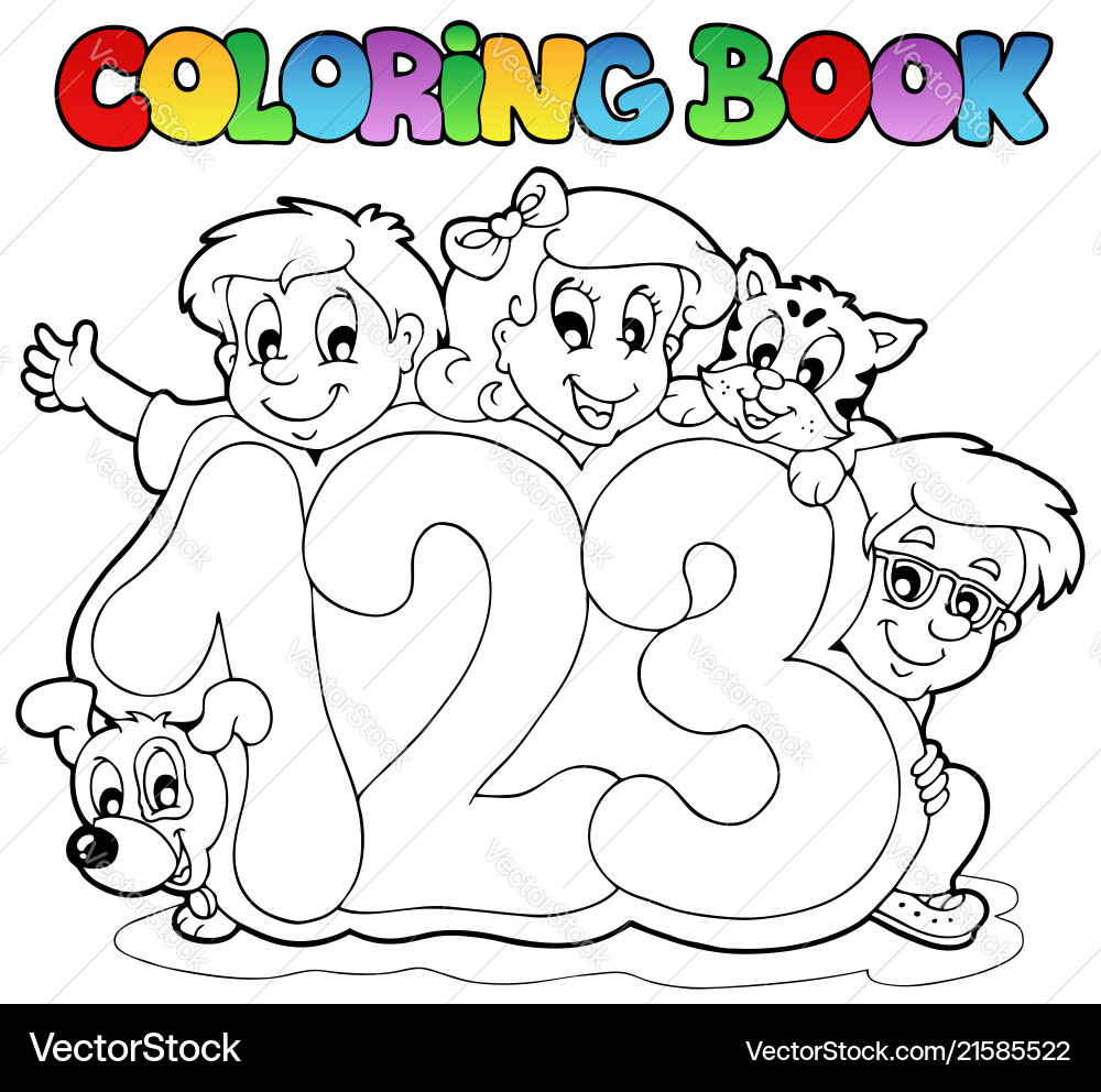 Coloring book school numbers Royalty Free Vector Image