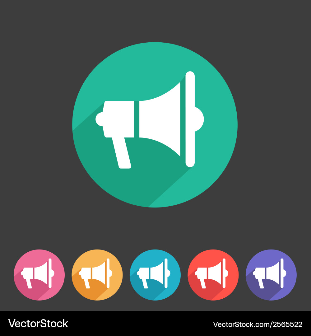 Flat loudspeaker megaphone icon Royalty Free Vector Image