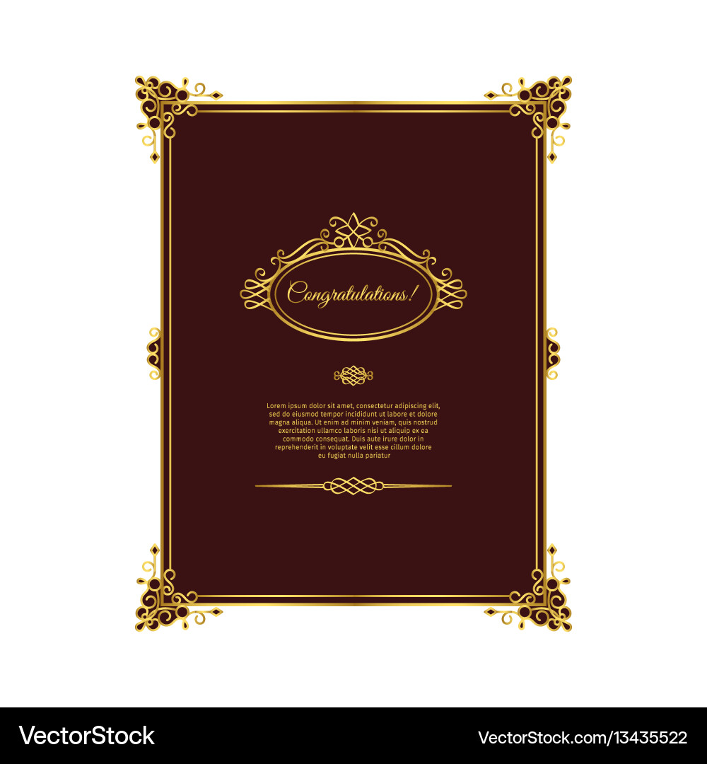 Golden Filigree Template Royalty Free Vector Image