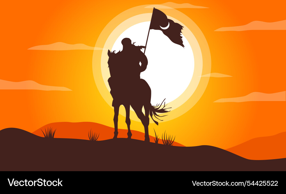 Muslim warrior with horse Royalty Free Vector Image