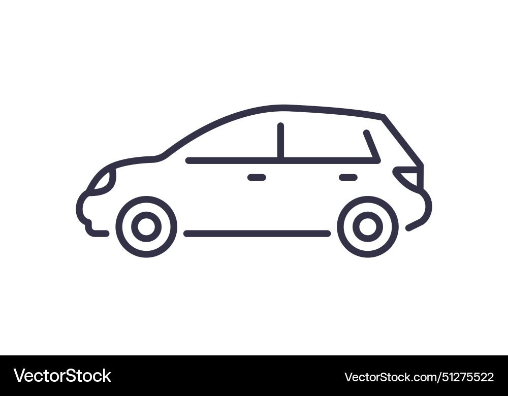 Simple line art icon of a hatchback car Royalty Free Vector