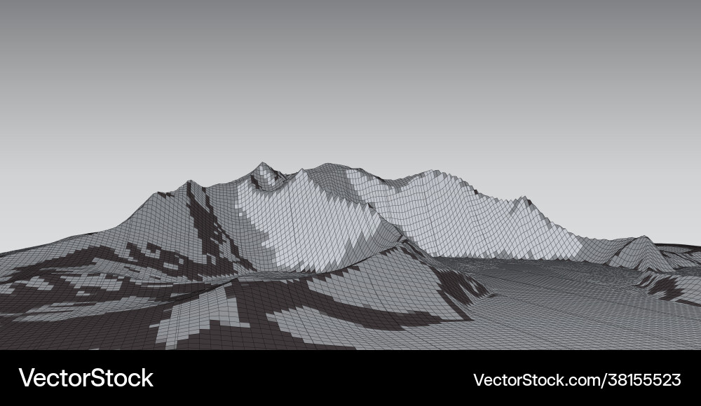 Abstract banner with a wireframe landscape design Vector Image