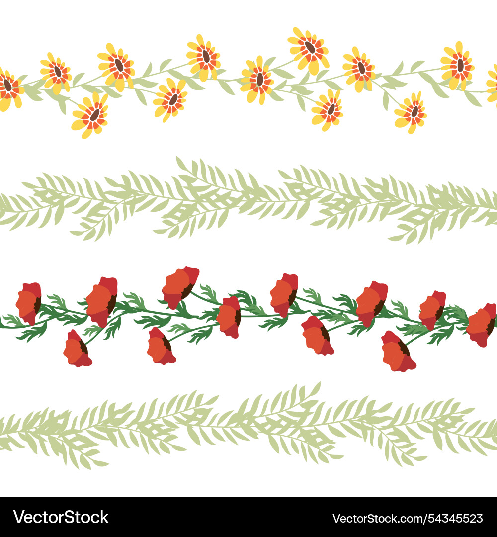 Chamomile horizontal border seamless pattern Vector Image