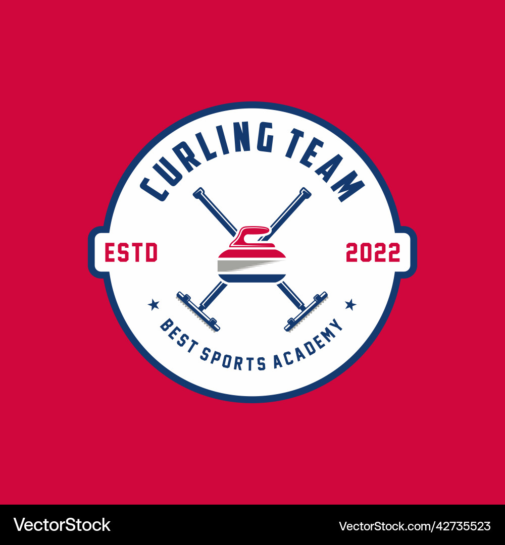 Curling sports logo template design Royalty Free Vector