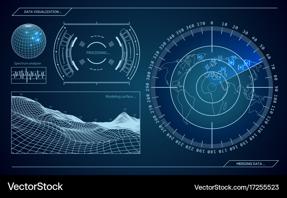 Futuristic Radar Screen with Target Royalty Free Vector