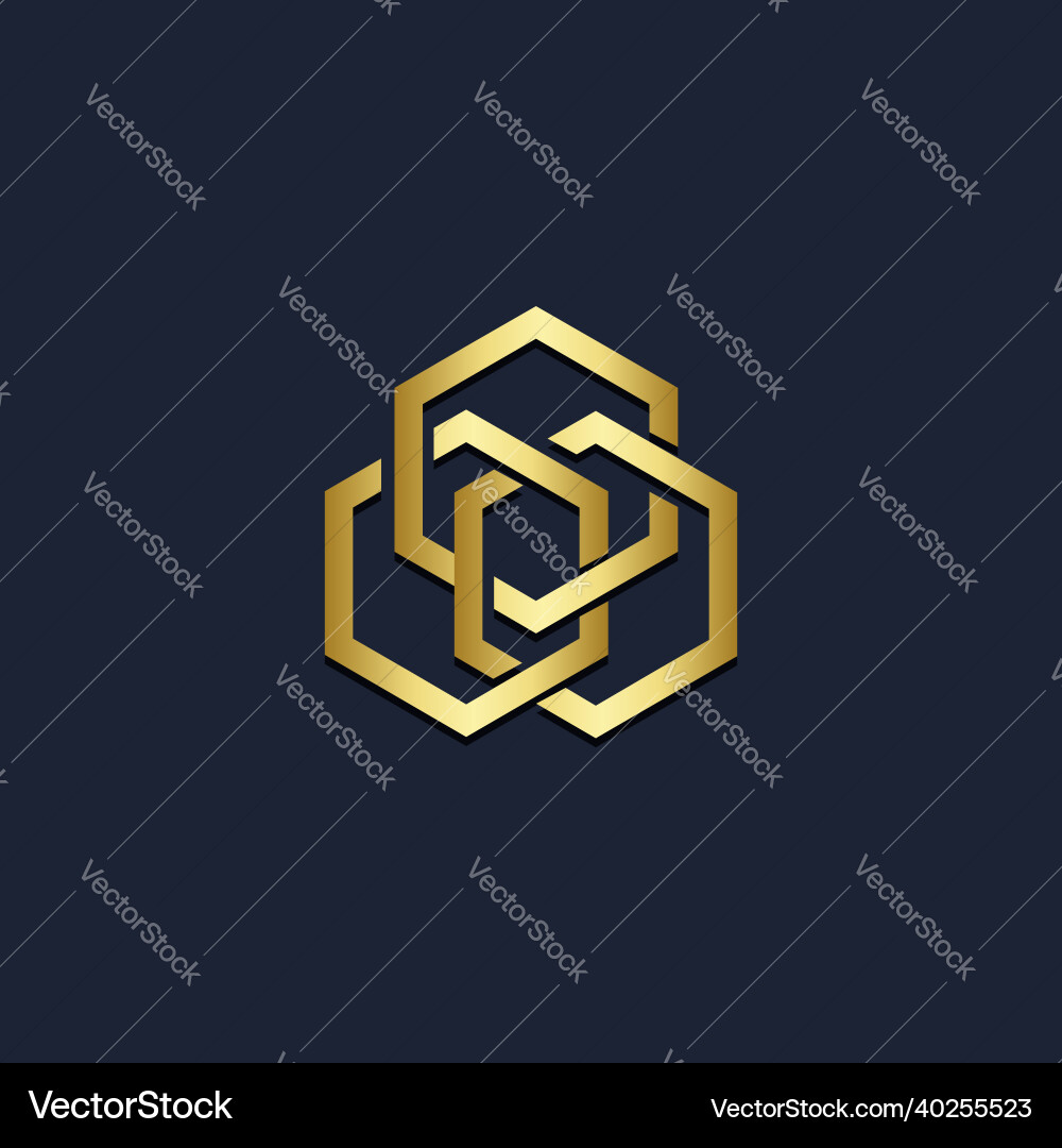 Golden Polygon Connection Logo Royalty Free Vector Image