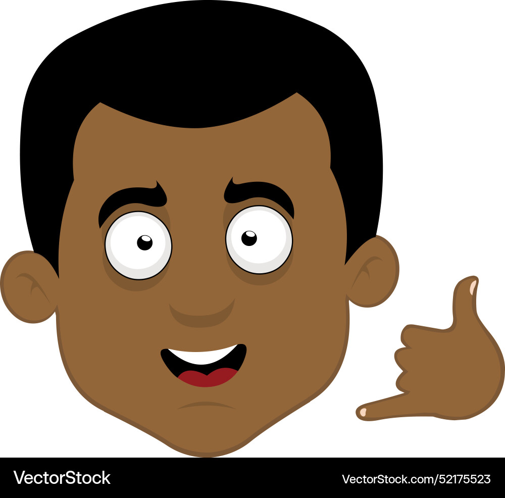 Head man cartoon hand call me gesture Royalty Free Vector