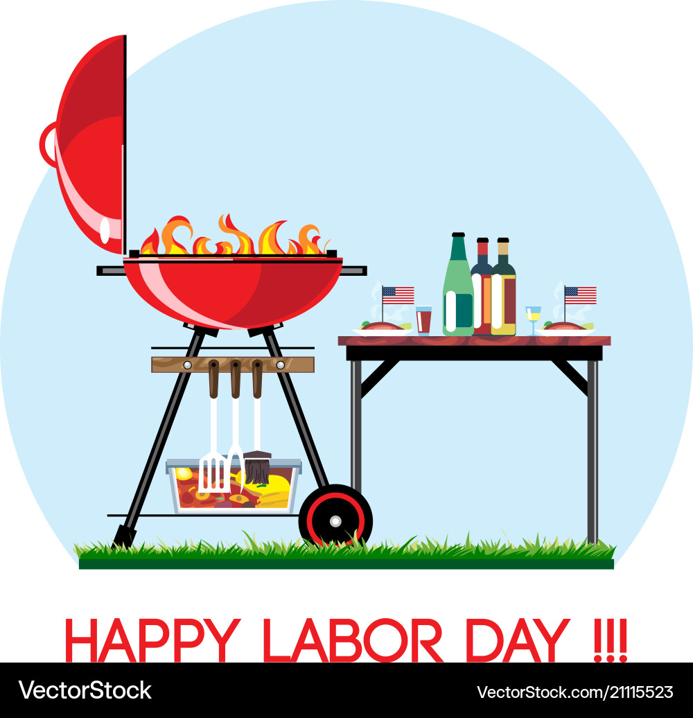 Labor Day BBQ Picnic Set Royalty Free Vector Image