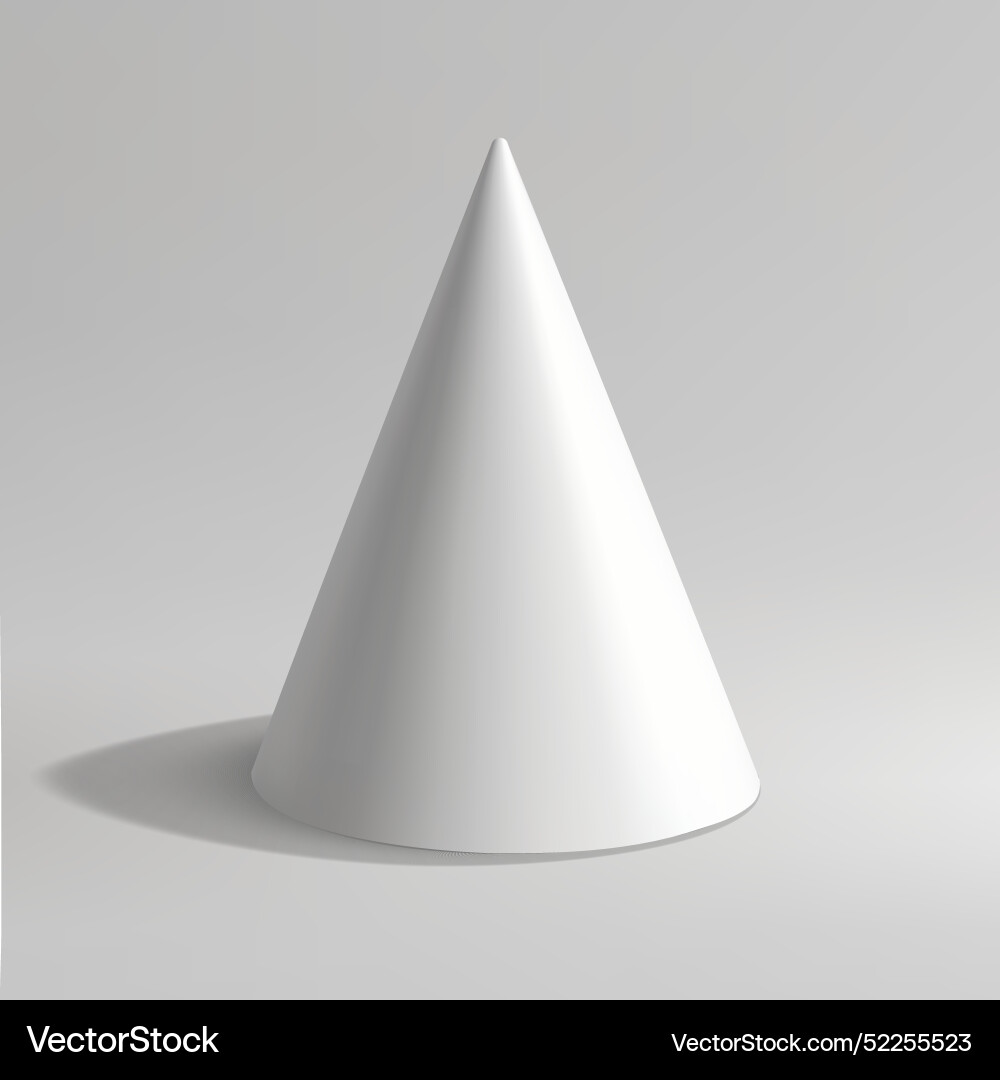 Minimalist white cone on smooth gray background Vector Image
