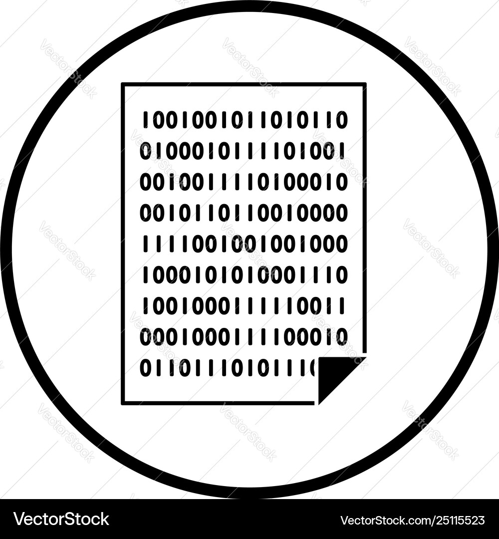 Sheet with binary code icon Royalty Free Vector Image Sheet with binary code icon Royalty Free Vector Image