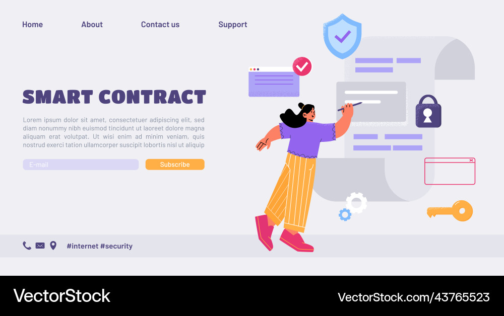 Smart contract banner with woman sign document Vector Image