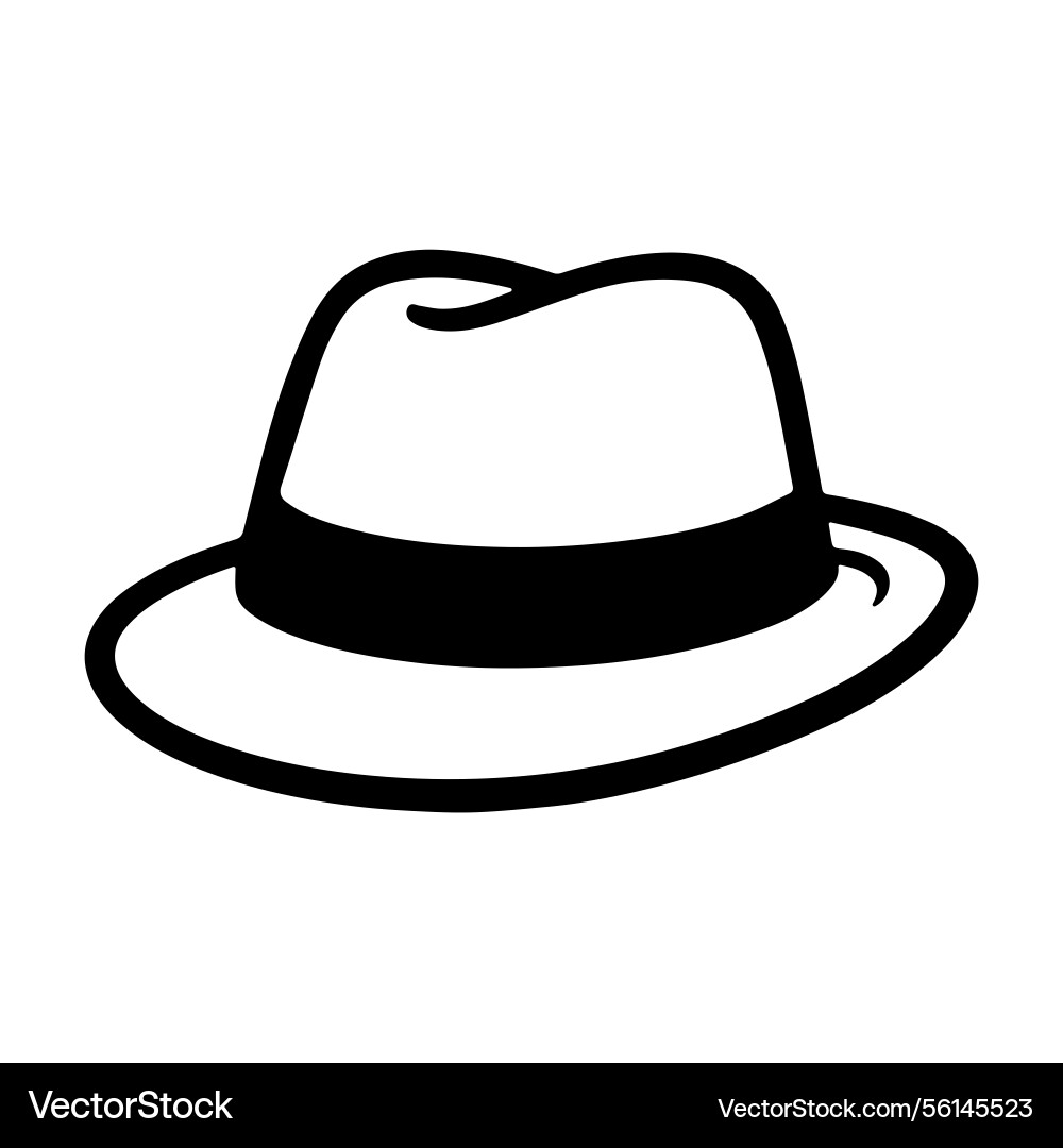Stylish fedora hat icon in bold clean line art Vector Image