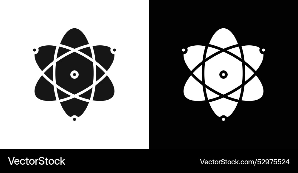 Atom scientific icon black line art logo set Vector Image