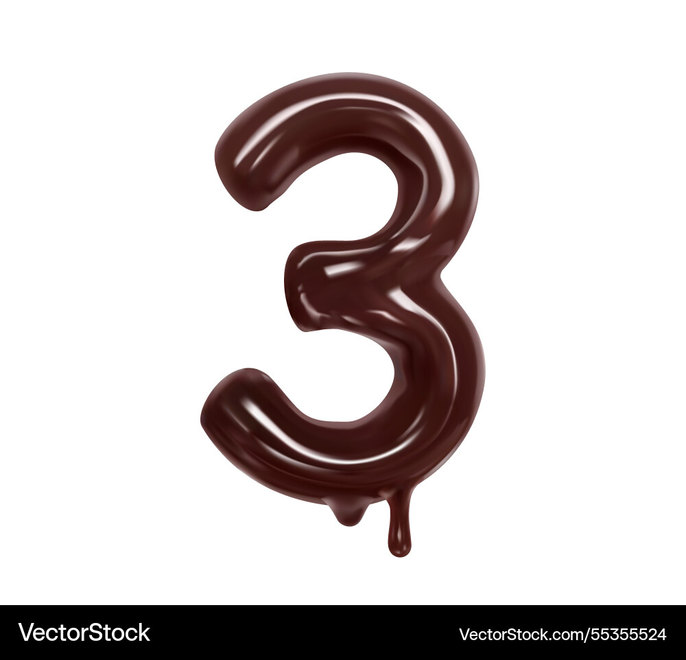 Chocolate number 3 three font with choco flow drip