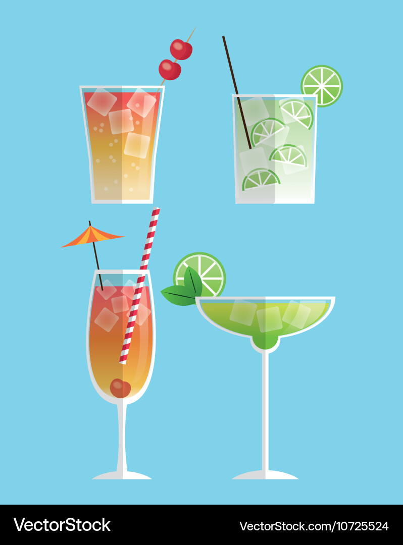 Colorful summer cocktail design Royalty Free Vector Image