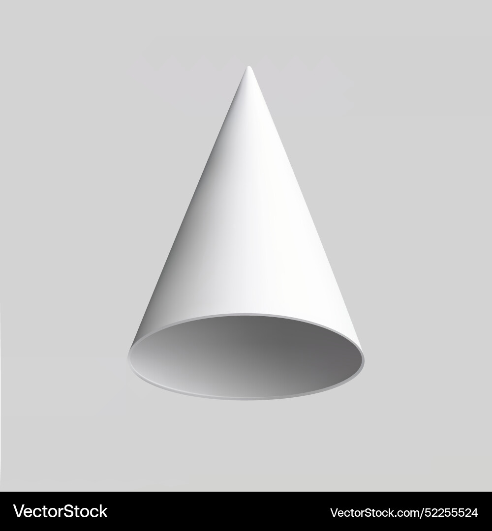 Floating white cone on light gray background Vector Image