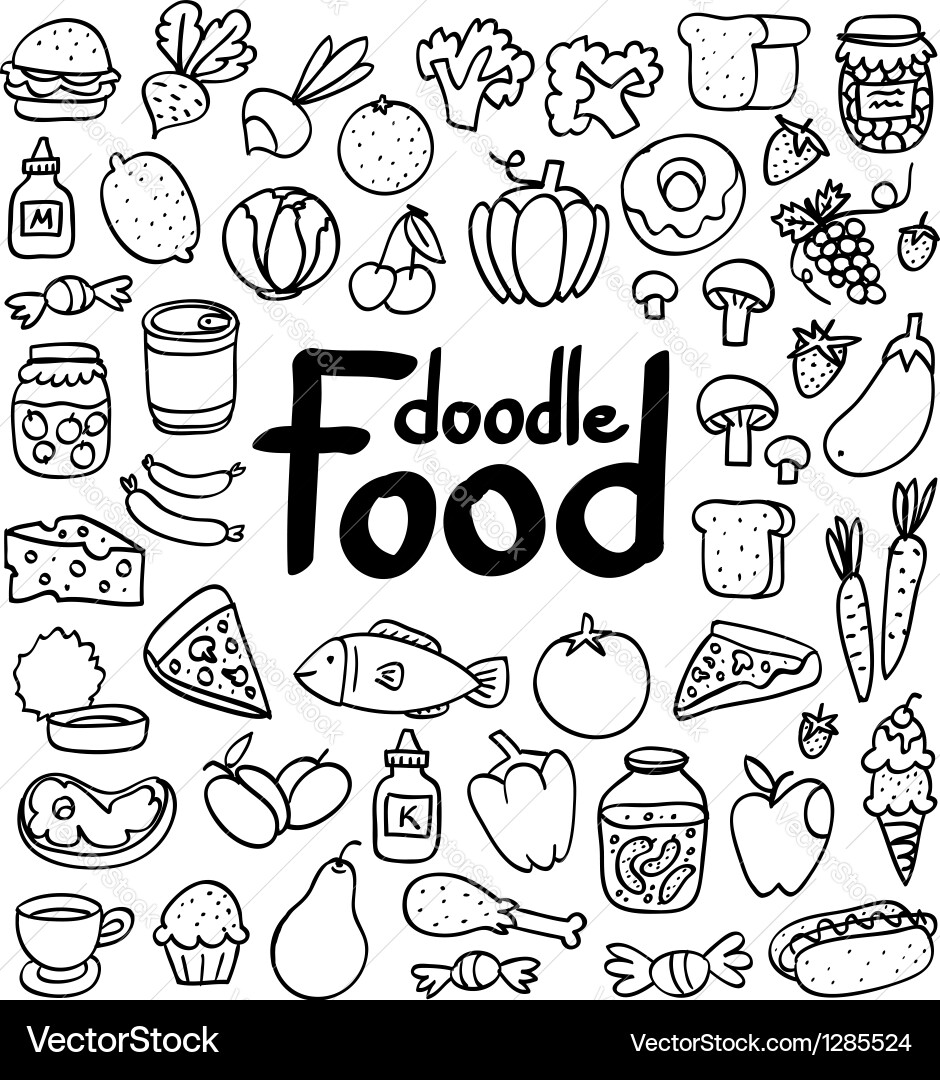 Food doodle Royalty Free Vector Image - VectorStock