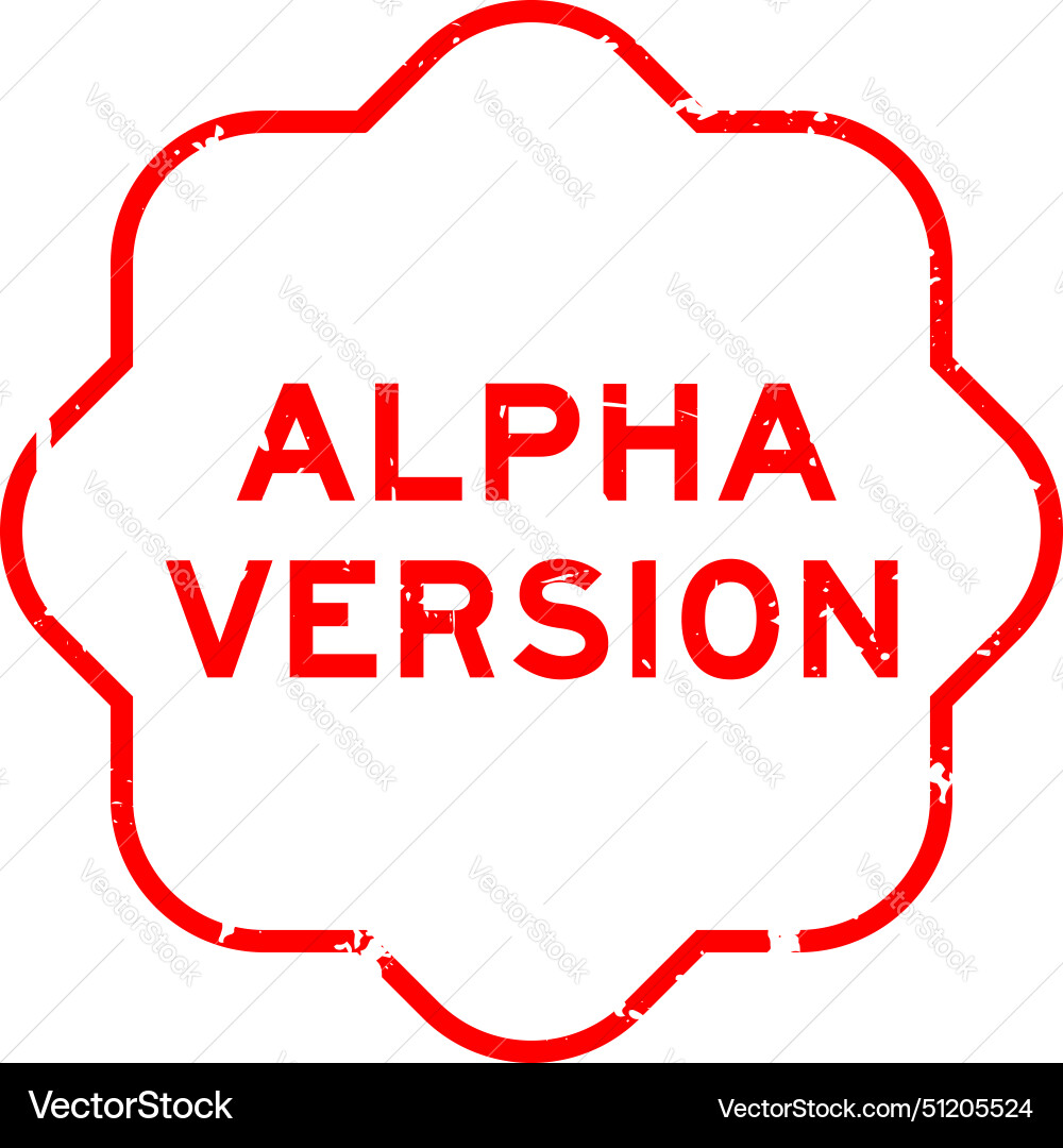 Grunge red alpha version word rubber seal stamp Vector Image