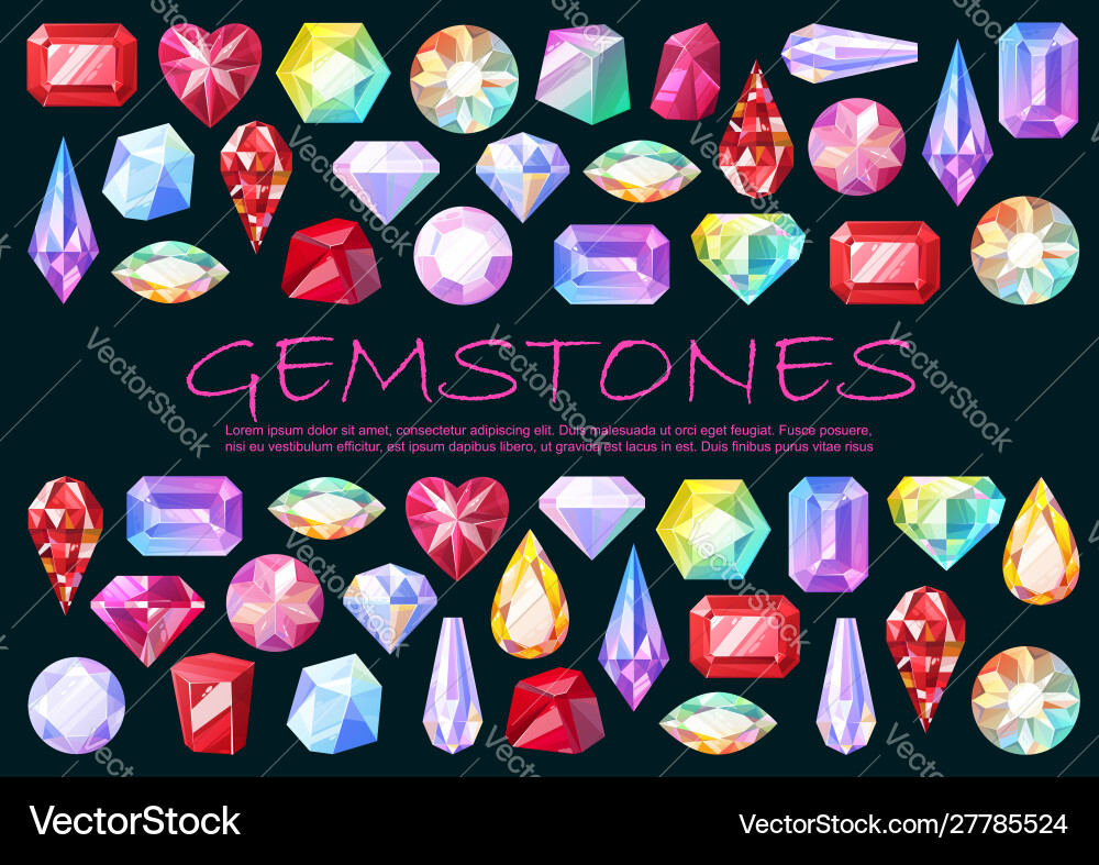 Precious stones cut gemstones and brilliants Vector Image