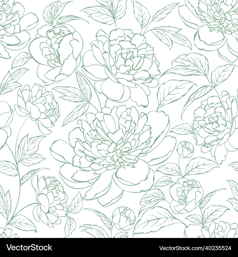 Seamless pattern from flowers of peonies Vector Image