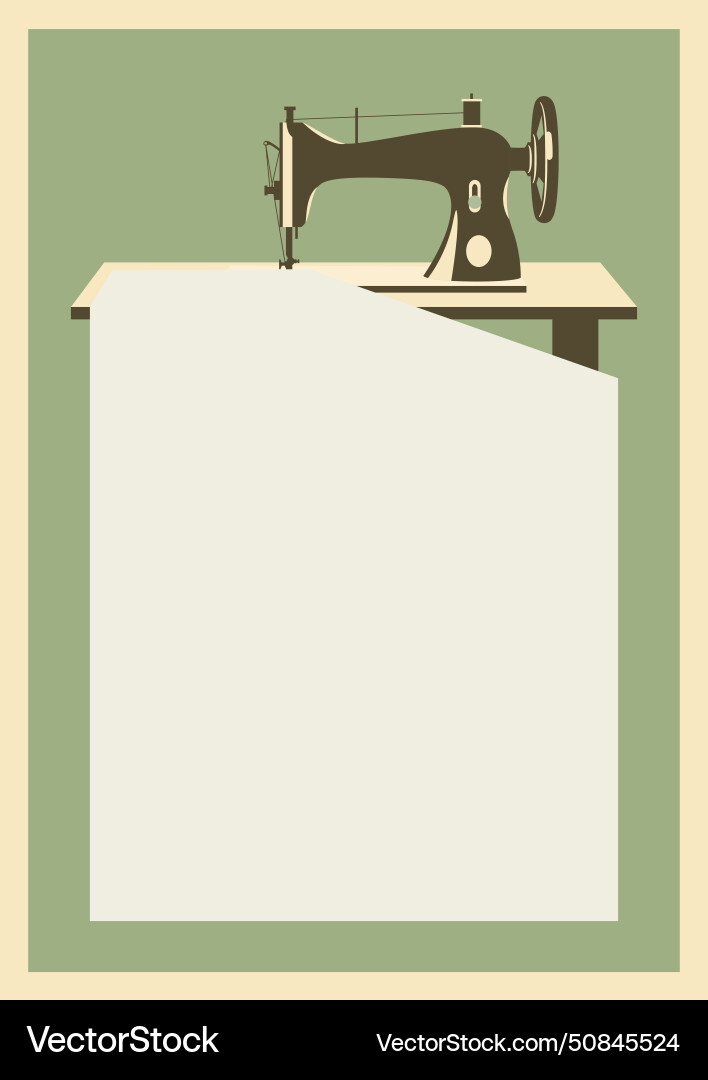 Sewing machine with blank paper for text Vector Image