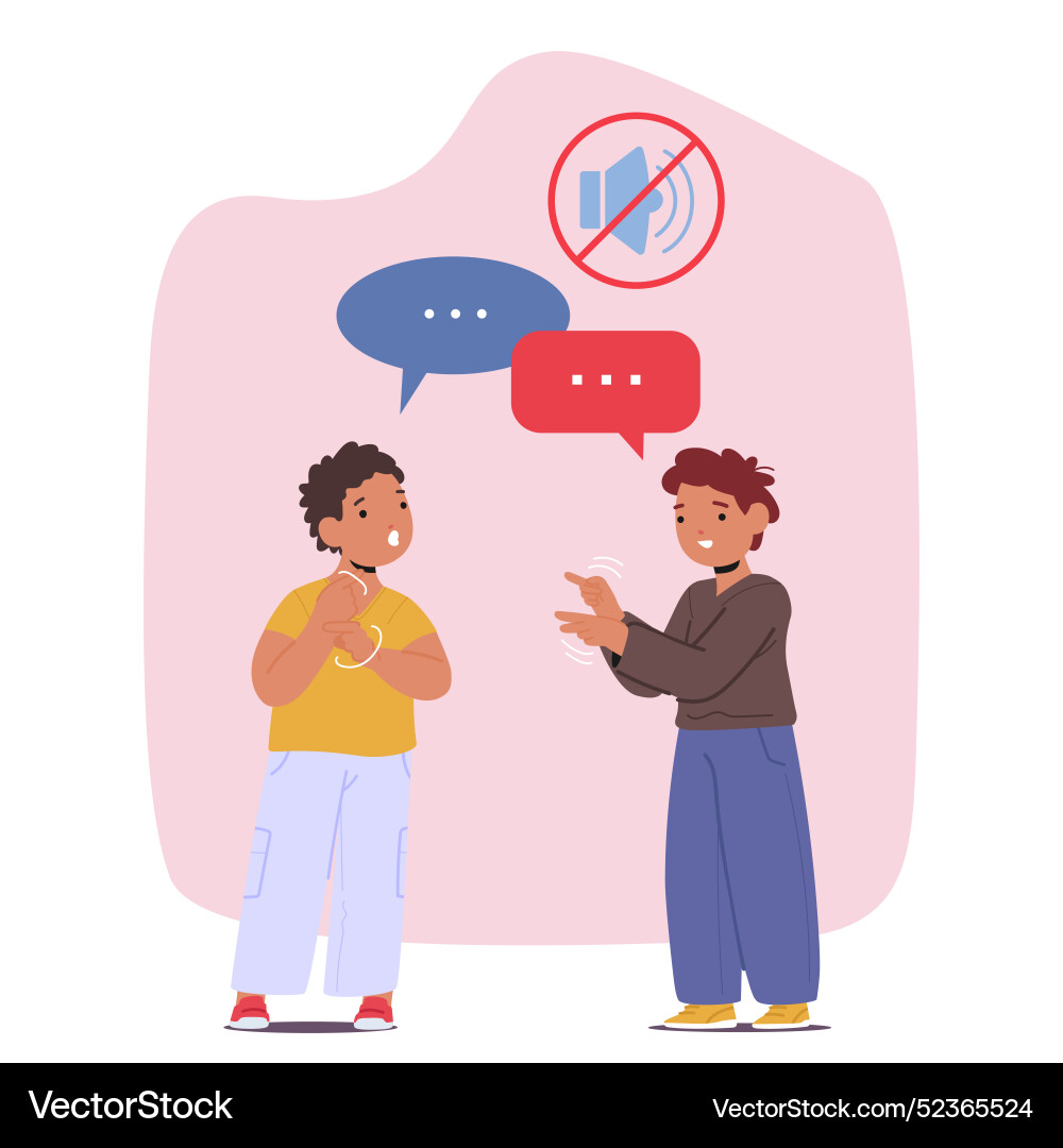 Two boys communicating in sign language Royalty Free Vector