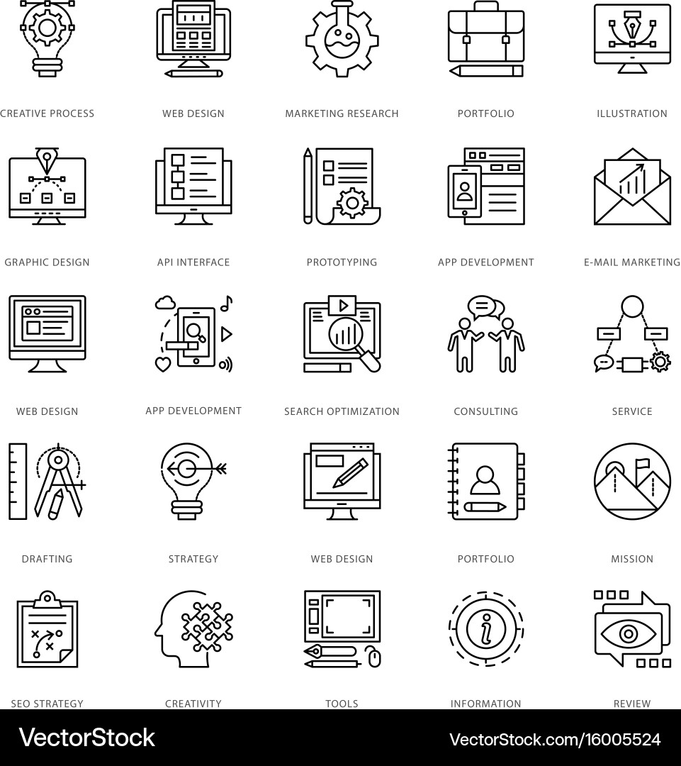 Web design and development icons 1 Royalty Free Vector Image
