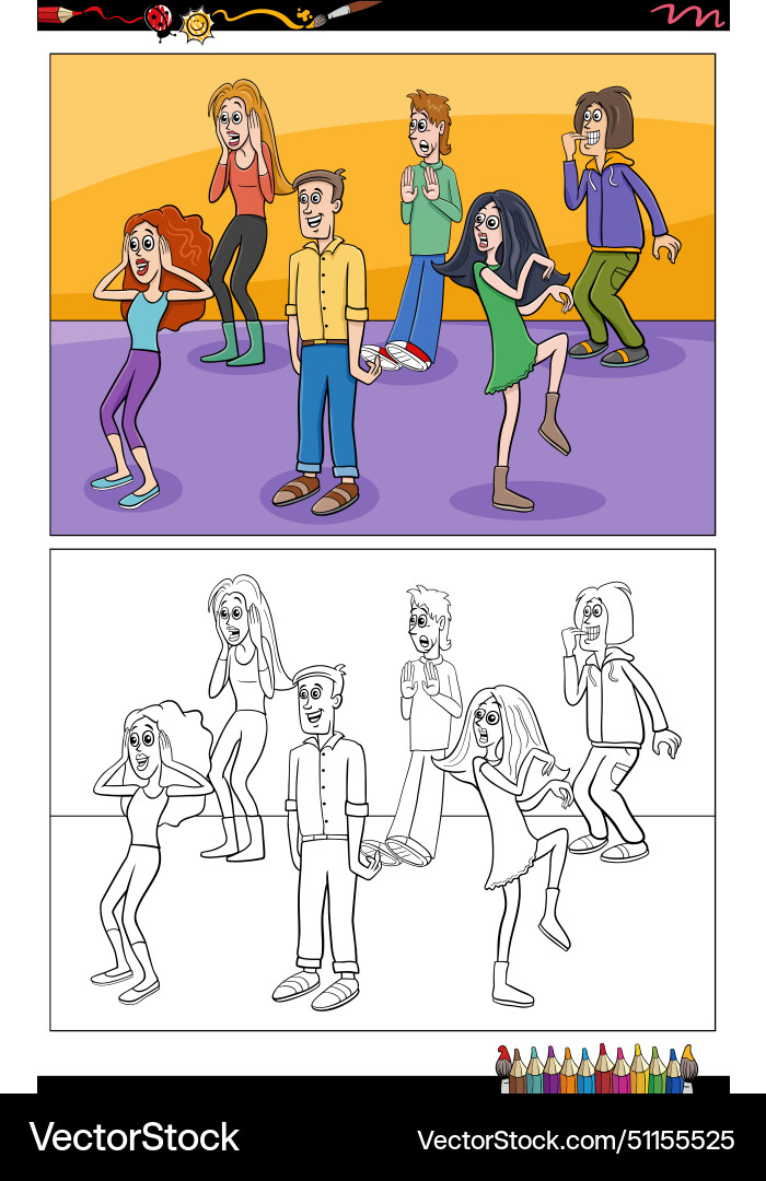 Cartoon surprised people characters group Vector Image