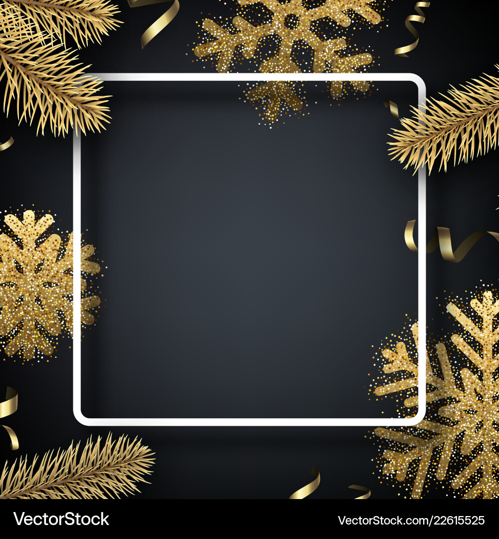 Christmas and new year background with square Vector Image