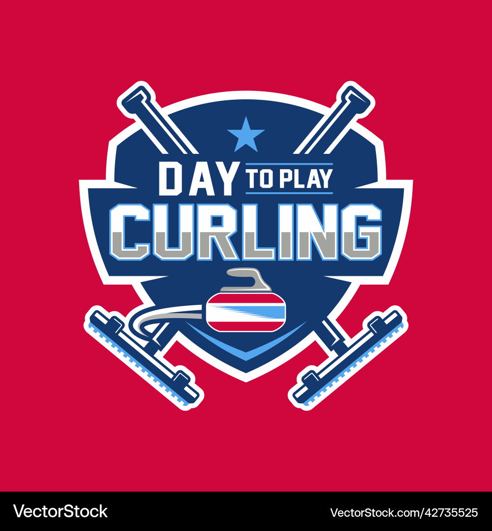 Curling sports logo template design Royalty Free Vector